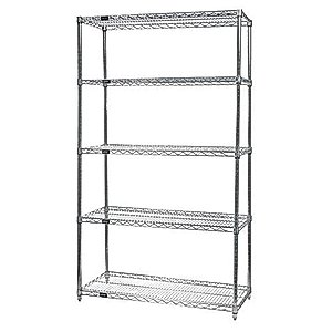 Quantum Storage Systems WR74-1830C-5 Wire Shelving Starter Kit, 30" W x 18" D x 74" H, 600 lbs Capacity, Carbon Steel, Chrome, NSF