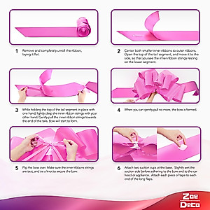 Zoe Deco Big Car Bow (Pink, 30 inch) with 2 Gold Accessory Bows, Giant Presents, Girl Party, Lady Surprise Party, Wedding Reception, Birthday, Christmas Bows for Car, Gift Bow, Car Bow Giant