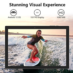 10 inch Android 12 Tablet with Keyboard, 2 in 1 Tablets Set Include Case Mouse Stylus Film, 4GB RAM+64GB ROM, Quad Core 10.1'' Tab, 6000mAh Battery, 8MP Dual Camera, Google GMS Certification Tableta