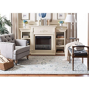 SAFAVIEH Micro-Loop Collection Area Rug - 9' x 12', Light Grey & Ivory, Handmade Medallion Wool, Ideal for High Traffic Areas in Living Room, Bedroom (MLP505F)