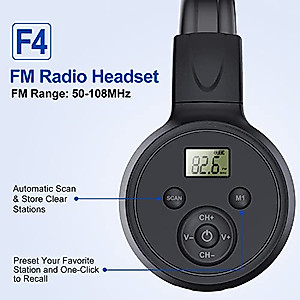 Rechargeable & Portable Personal FM Radio Headphones with Best Reception, FM Headset Radio Receiver for Meeting, Daily Works, Hiking, Jogging