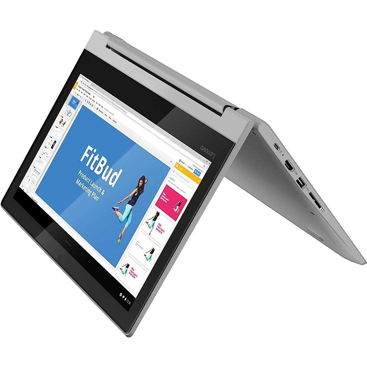 Lenovo Chromebook Flex 3 2 in 1, 11.6" HD (1366 x 768) Touch Screen, MT8173C, 4GB LPDDR3, 32GB eMMC, PowerVR GX6250, Chrome OS, 82HG0000US, Grey, with Kwalicable Accessory Bundle (Renewed)