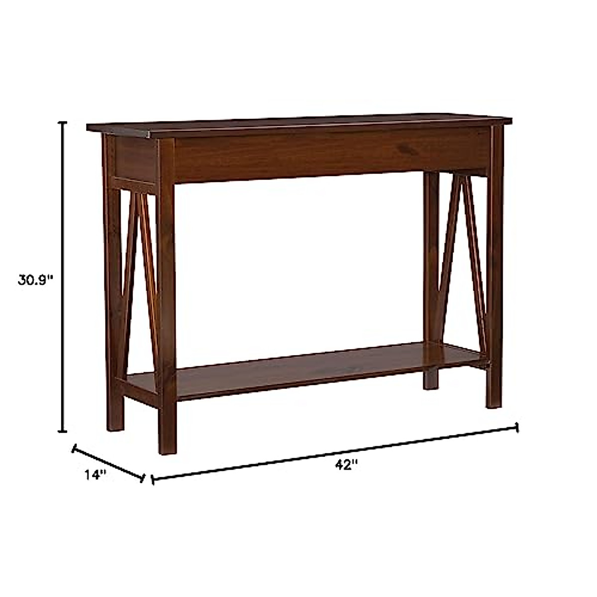 Linon Home Dcor Console Table, 42.01"w x 13.98"d x 30.71"h, Antique Tobacco