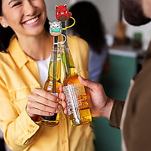 16Pcs Animal Straw Tips Cover Cap Reusable Silicone Straw Toppers Drinking Straw Tips Lids for 6-8 mm Cute Straws Plugs (Straw Not Included)