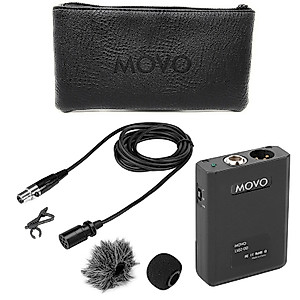 Movo LV22OD XLR Lavalier Omnidirectional Condenser Microphone with Phantom Power Supply Body Pack, 12mm Mic Capsule, Foam and Deadcat Windscreens, Deluxe Case