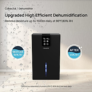 Cobectal Electric Dehumidifier for Home, Portable Dehumidifier Auto Shut Off, 3 Modes with 95oz Water Tank, Air Dehumidifier with Colorful Light for Basement, Bedroom, Bathroom, Closet (Black)