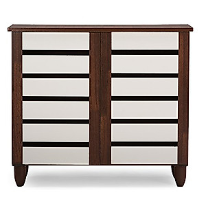 Baxton Studio Wholesale Interiors Gisela Oak and White 2-Tone Shoe Cabinet with 2 Doors