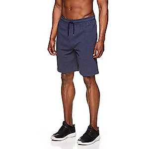 Gaiam Men's French Terry Yoga Shorts - Athletic Gym and Running Sweat Short with Pockets - Savasa Navy Heather, Large
