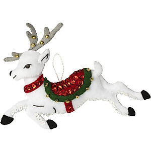 Bucilla Felt Applique 6 Piece Ornament Making Kit, Festive Reindeer, Perfect for DIY Arts and Crafts, 89299E
