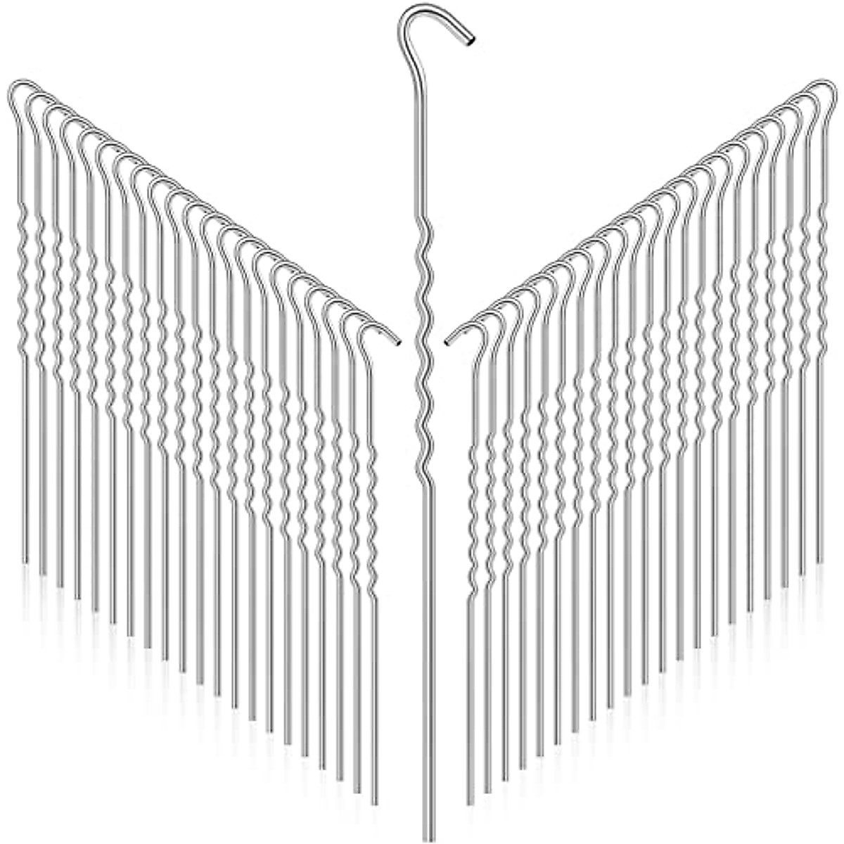 60 Pcs Kinked Metal Tent Stakes 12 Inch Metal Garden Edging Fence Hooks Pegs Dog Dig Proof Yard Stakes Spikes Heavy Duty Galvanized Ground Stakes Spikes Long Tent Pegs for Outdoor Camping Canopy Tarp
