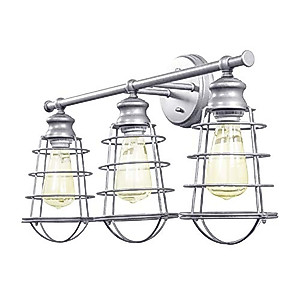 Design House 519728 Ajax 3 Light Vanity Light, Galvanized Steel Finish