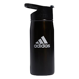 adidas 450 ML (16 oz) Metal Water Bottle Tumbler with Flip Top Lid for Coffee & Tea, Black/Onix Grey, One Size