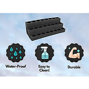 Polar Whale 4 Essential Oil Storage Organizers 3 Tier Display Rack for Home Bathroom Bedroom Office Elegant Modern Durable Black Foam Washable Waterproof Holds 24 Bottles (5ml to 15ml)