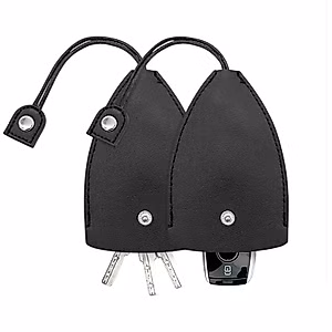 Hoffnugshween 2PCS Car Key Case PU Leather,Creative Pull-out Car Key Chain Holder,Large Capacity Key Cover,Smart Car Keychain Protector (Black)