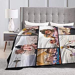 Custom Blanket with Photo Text Personalized Throw Blanket Personalized Gift Flannel Blanket Birthday Halloween Christmas Customized Picture Blanket for Mother Baby Father Adult Friends Lovers Pets