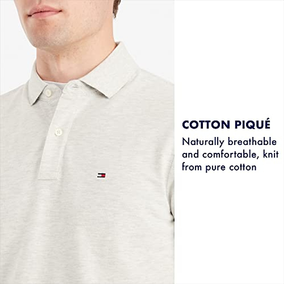 Tommy Hilfiger Men's Short Sleeve Polo Shirt in Classic Fit, White, Medium