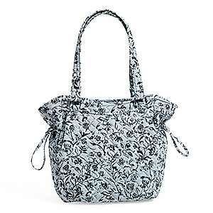 Vera Bradley Women's Cotton Glenna Satchel Purse, Perennials Gray - Recycled Cotton, One Size