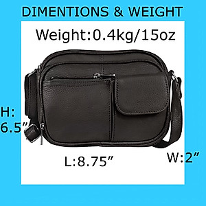 Cowhide Leather Women's Shoulder Purse Small Cross Body Organizer Bag with Many Pockets (Red-belt bag)