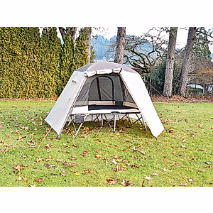 Timber Ridge 2 Person Quick Setup Full Fly Cot Tent, Tan, 80"X50"X47" (WF-7447)