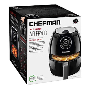 Chefman 6.5 Quart Air Fryer Oven with Space Saving Flat Basket, Oil Free Hot Airfryer with 60 Minute Timer & Auto Shut Off, Dishwasher Safe Parts, BPA-Free, Family Size, X-Large, Black