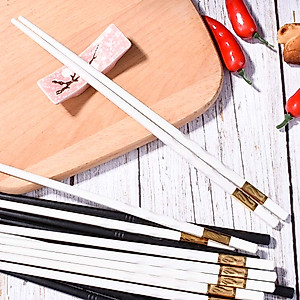 Whitenesser 5 Pairs White Chopsticks, Reusable Japanese Chinese Korean Chop Sticks Dishwasher Safe, 9.5" Chopsticks (White)