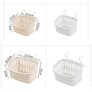 NFEGSIYA Bath Basket Plastic Hanging Shower Basket with Hook Makeup Organizer Basket for Bathroom Storage Holder Kitchen Holder (Color : Square White S)
