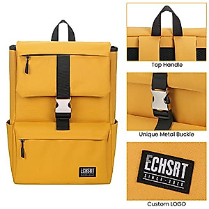 ECHSRT Yellow Laptop Backpack Water Resistant Bookbag Fits 15.6 Inch Computer, Wide Open Travel Casual Daypack