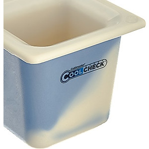 Carlisle FoodService Products CM1104C1402 Coldmaster CoolCheck 6" Deep Sixth-Size Insulated Cold Food Pan, 1.6 Quart, Color Changing, White and Blue