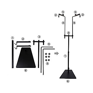 DGBAIZ Reptile Lamp Stand,Pet Lamp Land Bracket,2Hooks Adjustable Metal Floor Light Lamp Holder Lamp Support for Reptile or Succulent Plants Glass Terrarium Heating Light