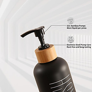 Prus Waso Shampoo and Conditioner Dispenser, Contains Shampoo Conditioner Body Wash Dispenser. Shower Dispenser with Bamboo Pumps & Tray, Perfect for Bathroom Essentials for New Home. (Black)