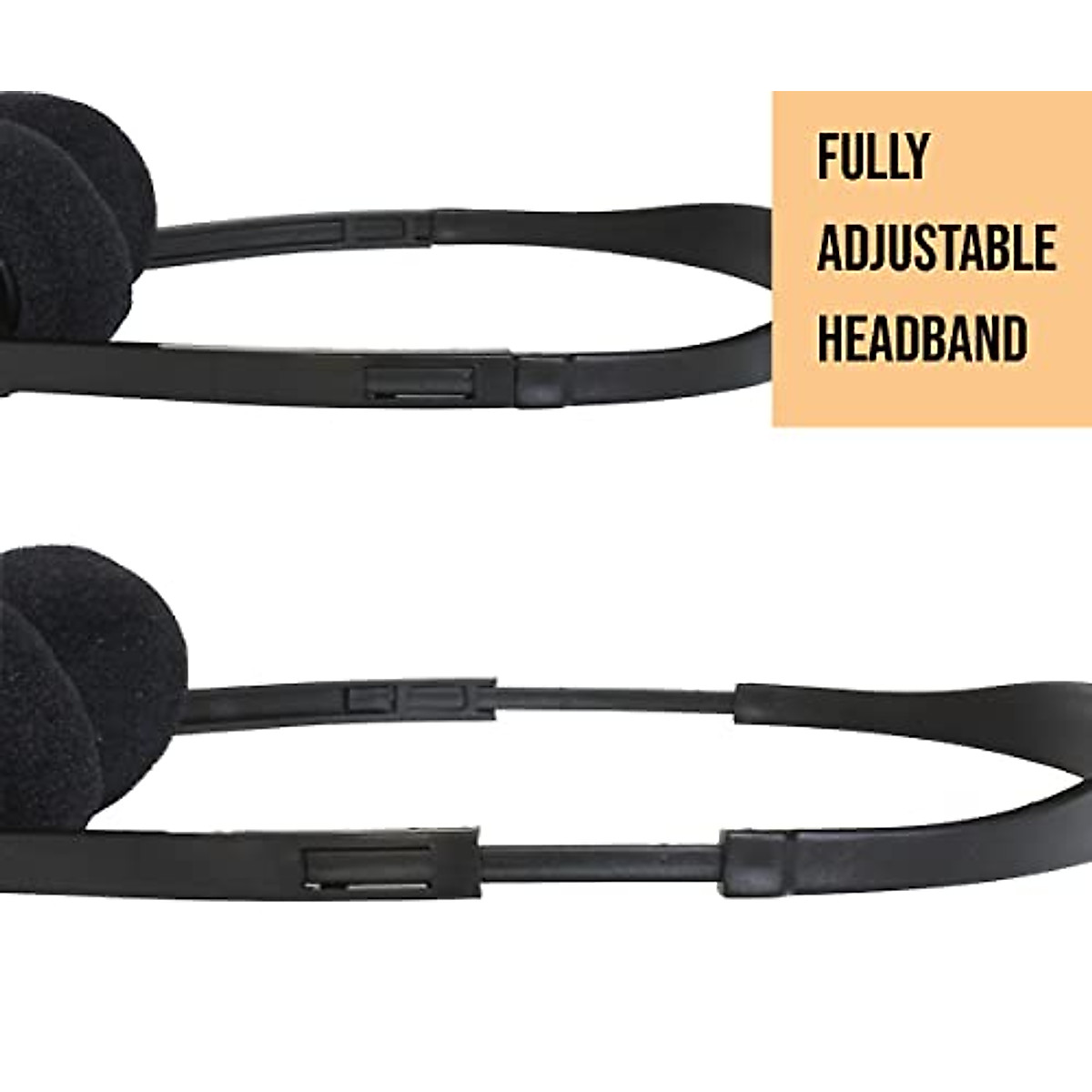 Soundnetic SN06 Disposable Stereo Limited Use Headphones, Black, Count of 100, Pack of 1