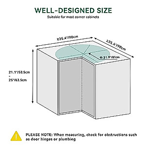 YITAHOME 32-Inch (Extra Large) Kidney Shaped 2-Shelf Lazy Susan Corner Kitchen Cabinet Storage Organizer with Telescoping Mount, White