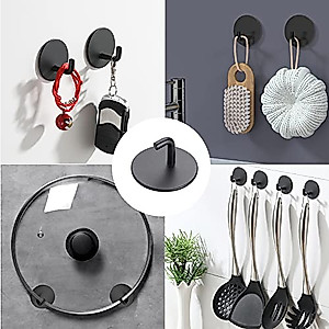 JIQGOZBAN Adhesive Hooks 4 Packs, Stainless Steel Towel Hooks Heavy Duty Hangers Hook Stick on Wall, 3M Wall Hooks Fit for Bathroom Door, Kitchen Cabinets, Pool Outdoor & Office Desk(Black Matte)