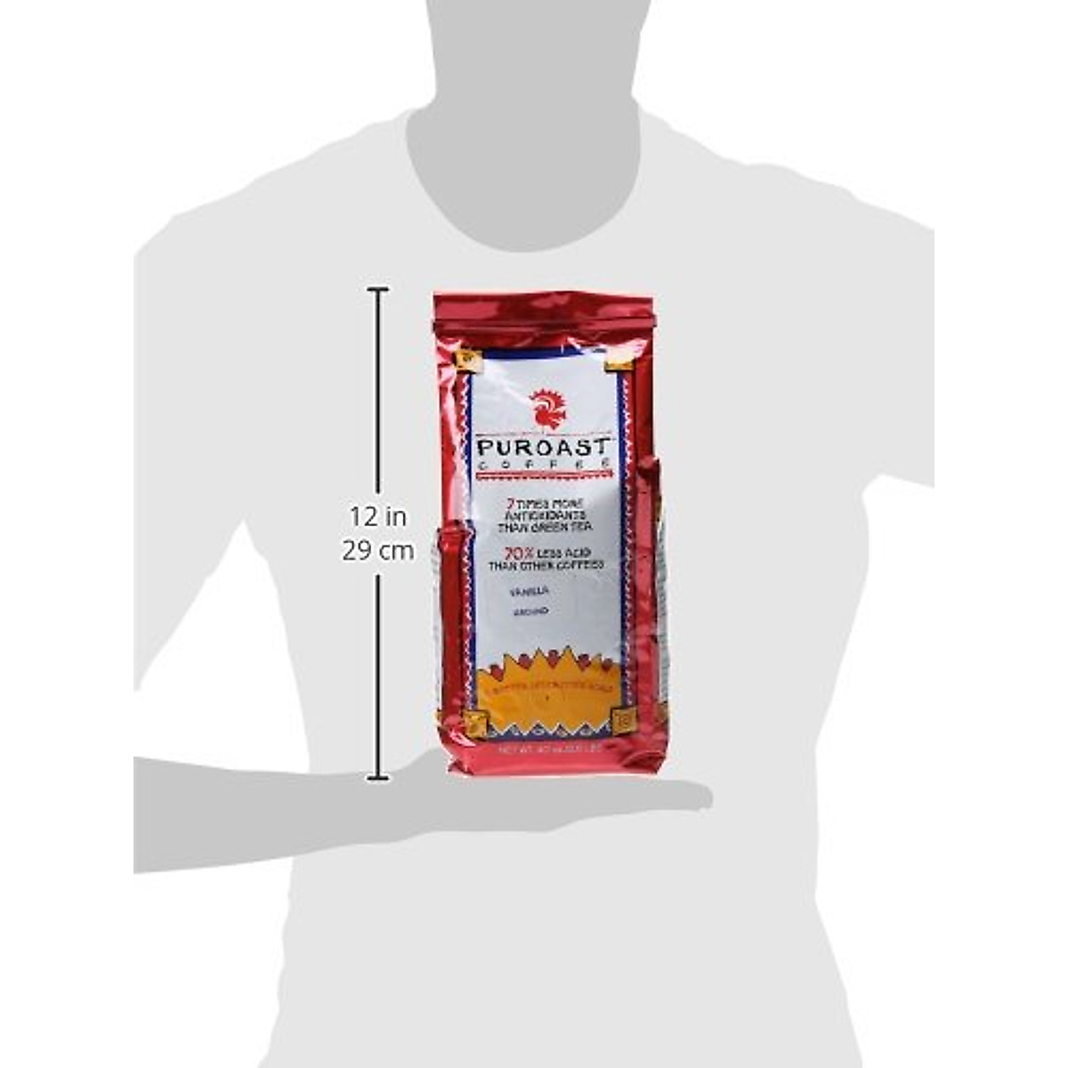 Puroast Low Acid Coffee Flavored Coffee | Vanilla Ground | Medium Roast | High Antioxidants & High pH |No Bitter Aftertaste | Reduced Heartburn & GERD | Suitable for Cold Brew - 2.2 LB