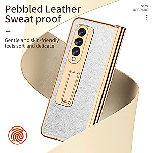 EAXER for Samsung Galaxy Z Fold 4 5G Case, Full Coverage Shockproof Hinge Case Built-in Screen Protector Stand PC Cover with Stylus Pen (White)