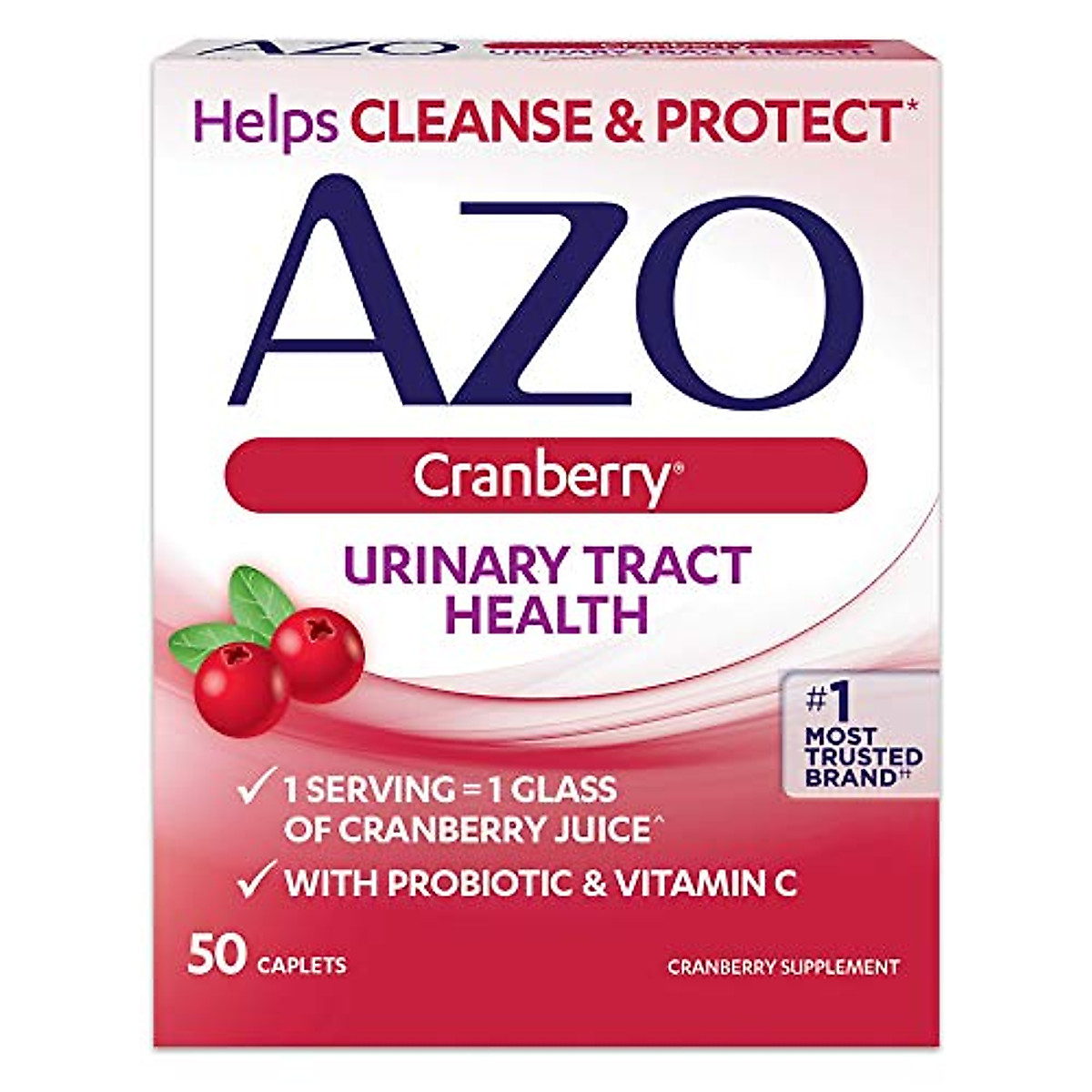 Azo Cranberry Urinary Tract Health Dietary Supplement Caplets - 50 Ct., Pack of 6