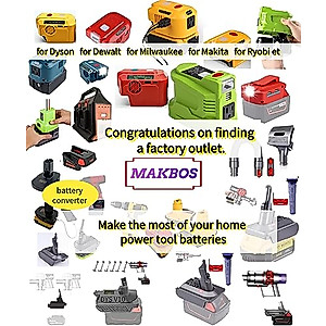 MAKBOS for Ryobi for Dyson V6 Battery Adapter,for Dyson V6 Series Vacuum Cleaner, Convert for Ryobi 18V Battery to Replace for Dyson V6 SV03 SV04 SV09 DC62 DC59 Animal Battery(only Adapter)
