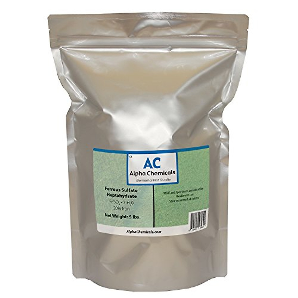 Alpha Chemicals Ferrous Sulfate Heptahydrate - FeSO4*7H2O - 20% Iron - Very Soluble - 5 Pounds