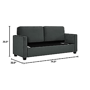 DHP Signature Sleep Casey Velvet Sofa with Memory Foam Mattress, Gray, Queen