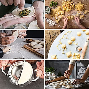 Ravioli Pasta Cutter Wheel Set of 5, Ravioli Maker Cutter with Roller Wheel Ravioli Cutter Set with Wooden Handle, Pasta Press Wheel Pasta Tools For Pasta Making Dumplings, Pierogi