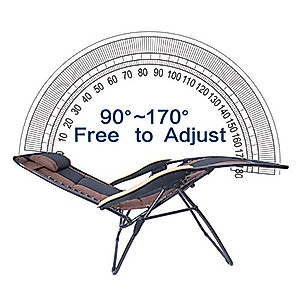 LUCKYBERRY Deluxe Oversized Padded Zero Gravity Chair XL Brown Black Cup Holder Lounge Patio Chairs Outdoor Yard Beach Support 350lbs, (Brown)