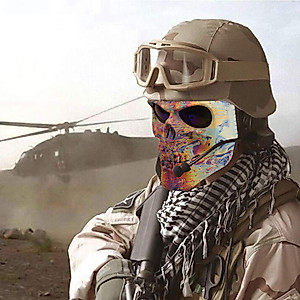 Flantor Motorcycle Goggle Skull Face Mask for Airsoft Paintball Motor Racing Polarized Lens
