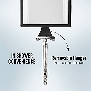 ConairMan Lighted Mirror, Fogless Mirror for Shower with 2X Magnification, Shower Mirror Fogless for Shaving, Battery Operated in Glossy Black