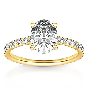 PAVOI 14K Gold Plated Engagement Ring For Women | Wedding Ring For Women | Oval Womens Fake Engagement Ring