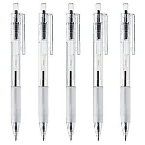 MoMA Muji Polycarbonate Clear Ball Point Gel Pen Black 0.7mm 5pcs Made in Japan