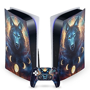 Dreamcatcher Wolf Art Mix Vinyl Faceplate Sticker Gaming Skin Case Cover Compatible with Sony Playstation 5 PS5 Disc Edition Console & DualSense Controller