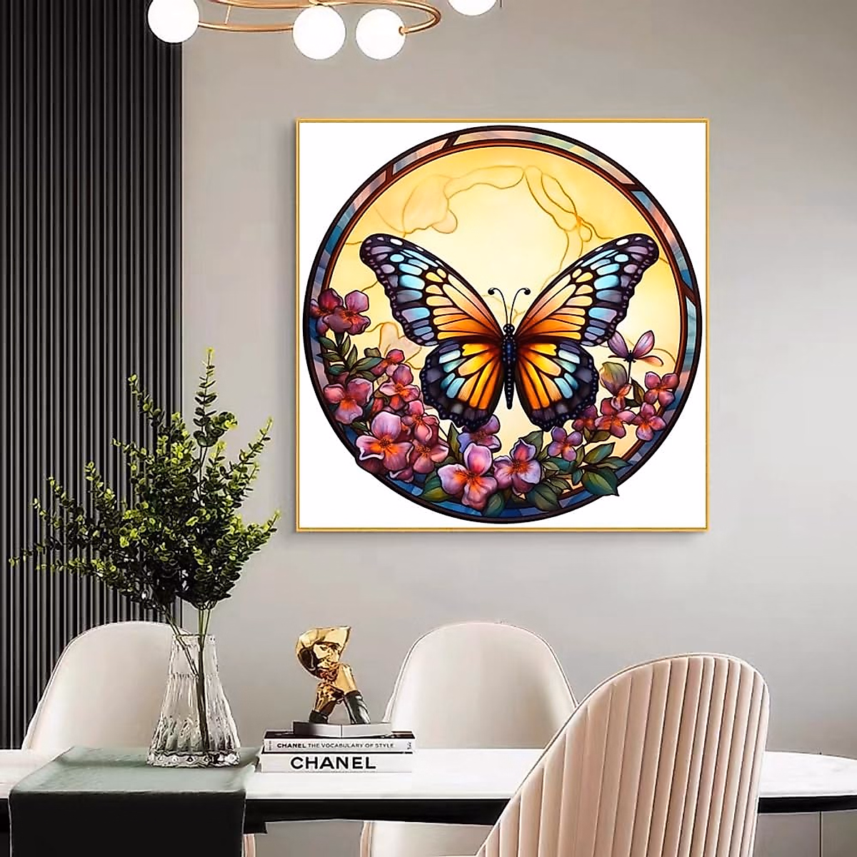 Euibziy Diamond Painting Kits for Adults Butterfly Stained Glass Diamond Art Kits for Kids Beginner DIY 5D Full Drill Crystal Rhinestone Arts and Crafts Gem ArDots Home Wall Decor 12x12 inch