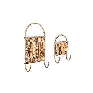 Bloomingville Woven Rattan, Set of 2 Wall Hooks, Natural