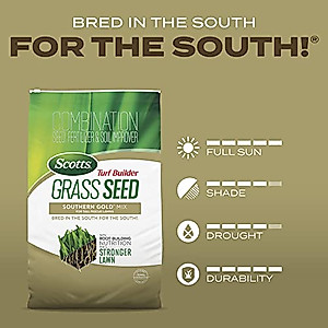 Scotts Turf Builder Grass Seed Southern Gold Mix for Tall Fescue Lawns with Fertilizer and Soil Improver, 2.4 lbs.