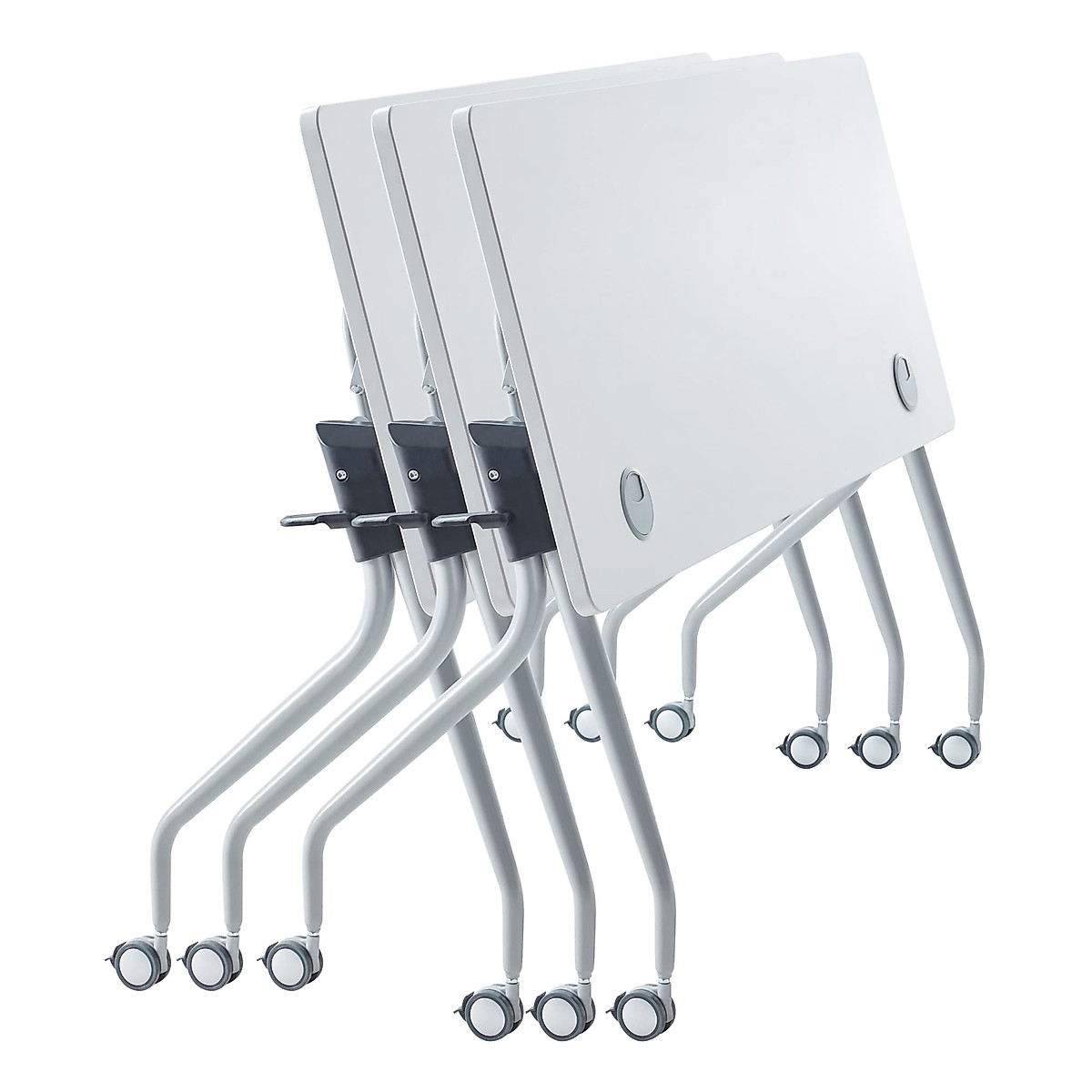 WorkPro® AnyPlace Flip-Top Nesting Training Table, 29-1/2"H x 60"W x 24"D, Light Gray/Silver